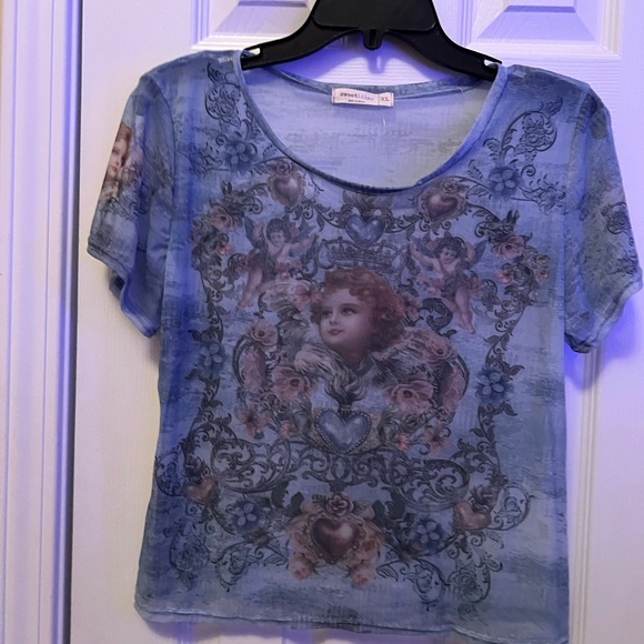 Tops | Light Blue Cherubim Angel Top | Poshmark